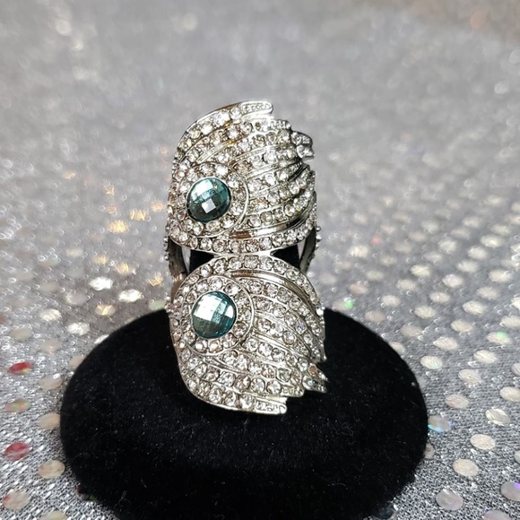 Jewelry | Angel Wing W Blue Crystals Silver Ring | Poshmark